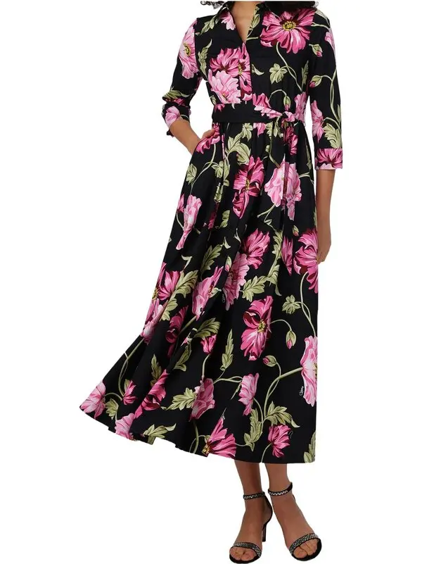 Diane Von Furstenberg Blaine Printed Midi Dress - Black