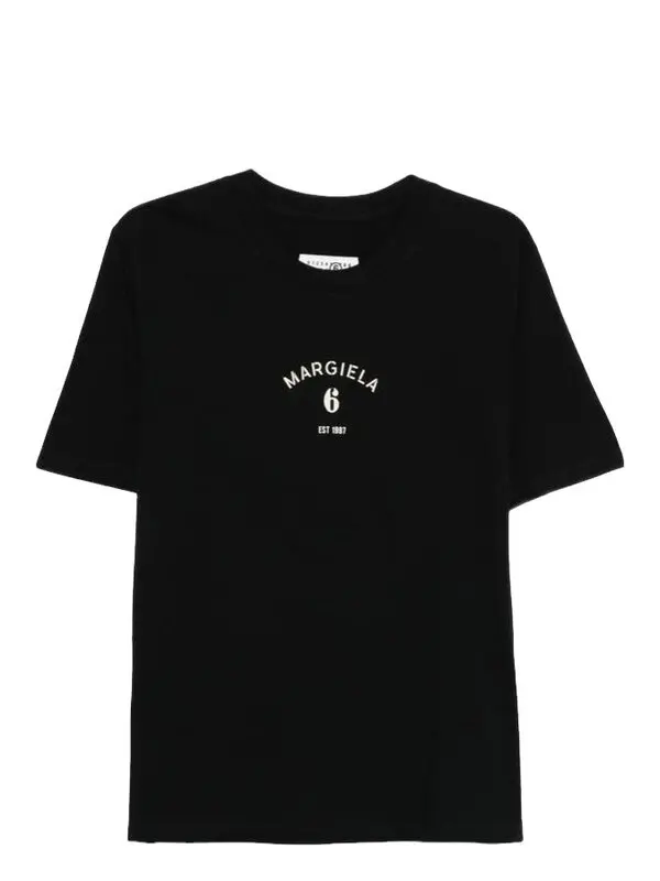 MAISON MARGIELA Logo Printed Crewneck T-shirt - Black