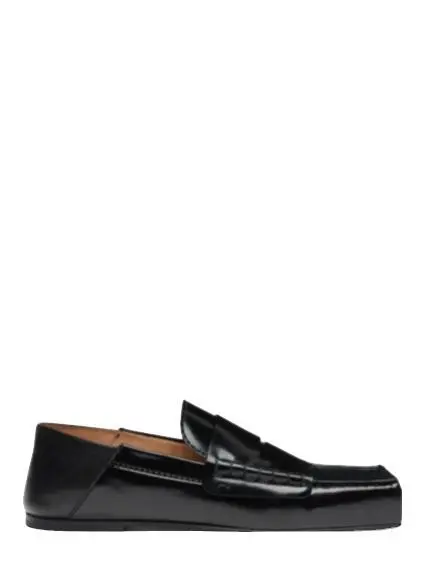 Jacquemus Square-toe Flat Slip-on With Wide Buckle Detail - Black