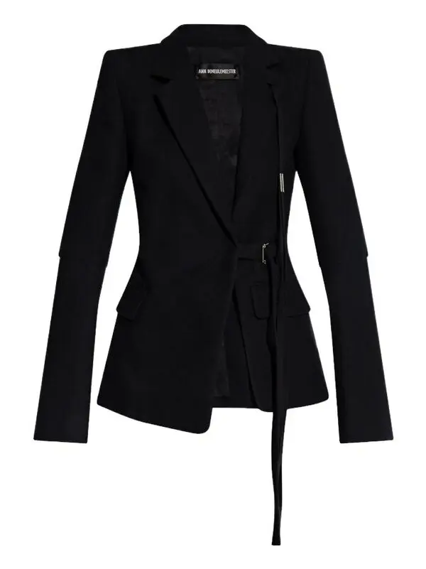 ANN DEMEULEMEESTER Asymmetrical Tailored Jacket With Belt - Black