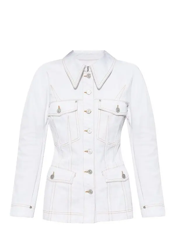 Givenchy Collared Button-up Denim Jacket - White