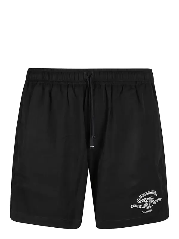 Amiri Elastic Waist Drawstring Shorts - Black