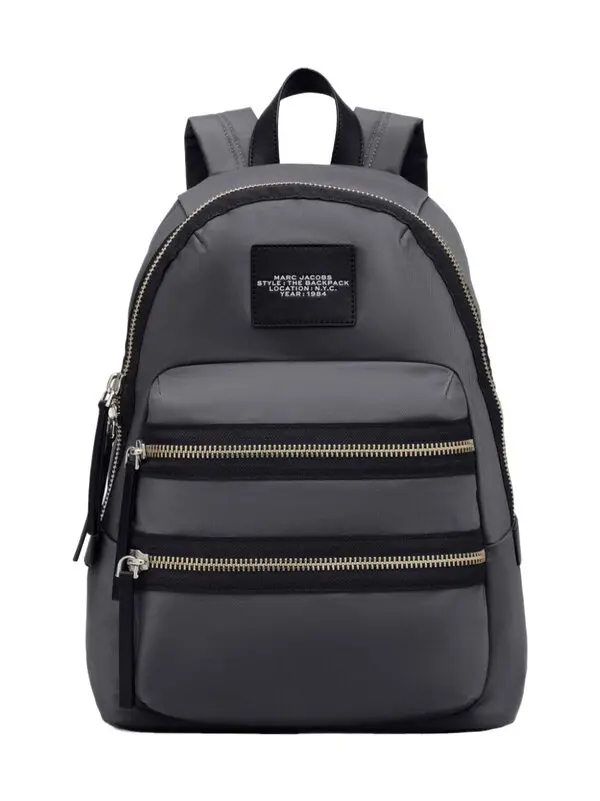 Marc Jacobs Biker Logo-patch Zipped Backpack - Fog Gray