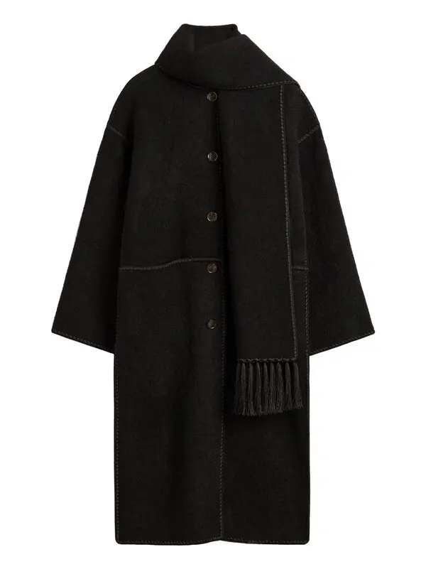 TOTEME Attached-scarf Patch-pocketed Coat - Black