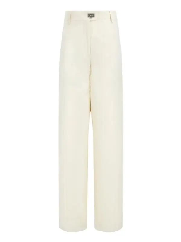 FERRAGAMO Wide-leg Tailored Trousers - Parchment