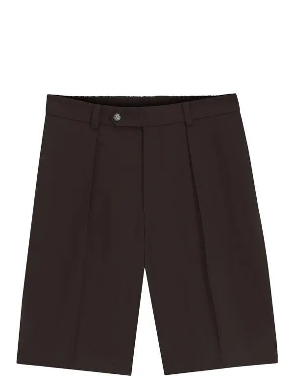 Hugo Boss Tailored Shorts With Elasticated Waistband - Brown