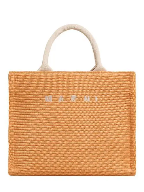 Marni Tropicalia Logo Embroidered Tote Bag - Brown