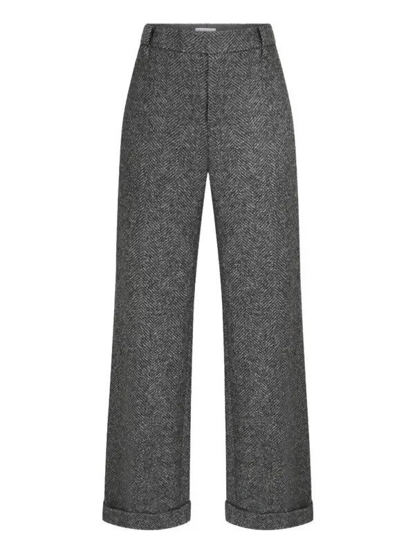 Brunello Cucinelli Flared Leg Virgin Wool Trousers - Black