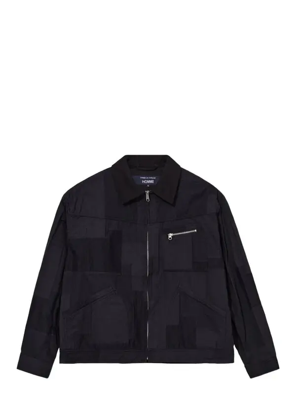 Comme Des Garçons Long Sleeve Collared Zip Up Jacket - Black