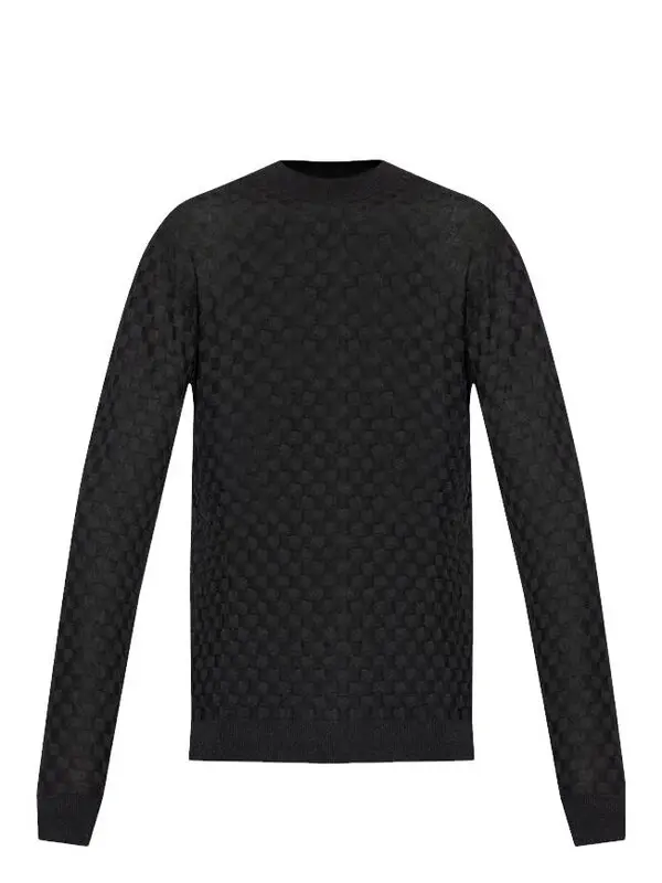 Giorgio Armani Long-sleeved Crewneck Jumper - Black