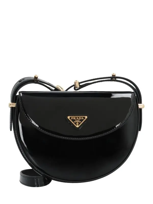 Prada Patent Leather Flap Shoulder Bag - Black