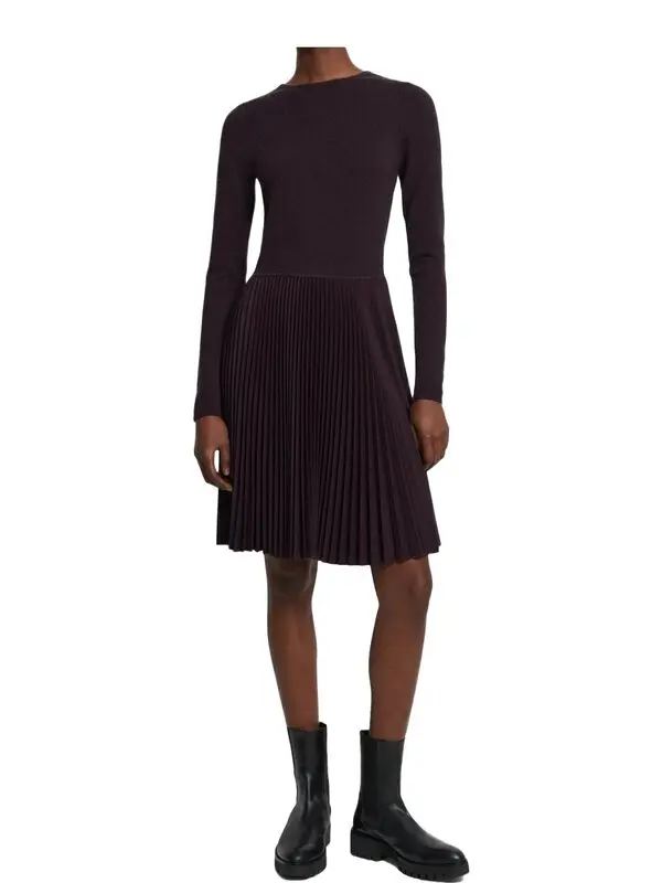 Theory Long-sleeved Wool-blended Dress - Darkest Red