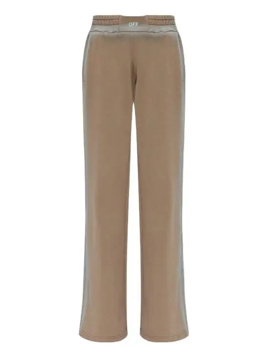 Off-White Spray Effect Logo Printed Track Pants - Beige
