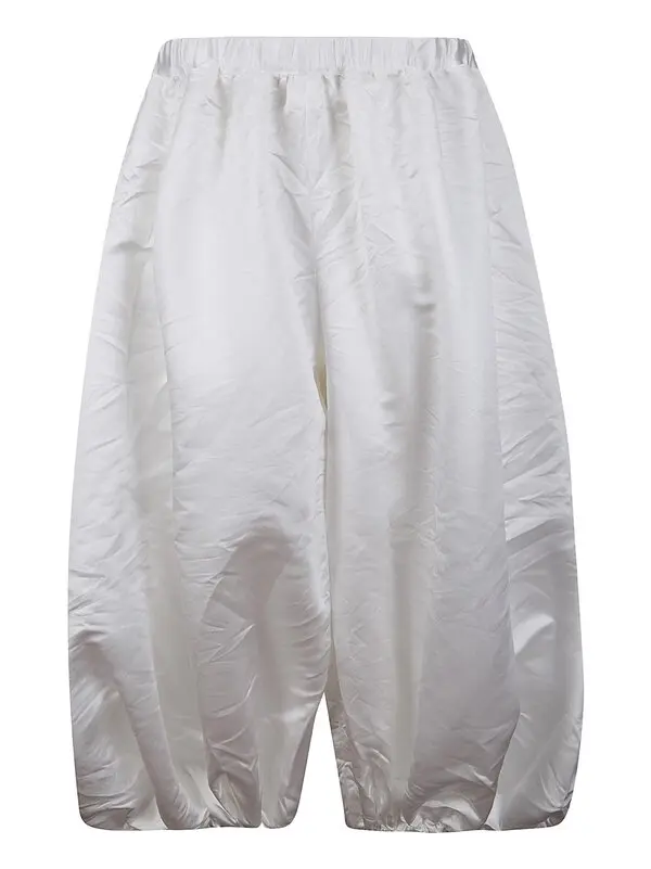 Comme Des Garçons Wide Leg Trousers With Elasticated Waistband - White