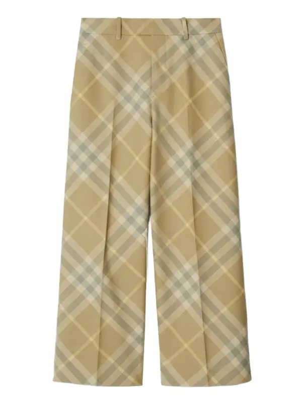 Burberry Plaid Wool Straight-leg Tailored Trousers - Nude