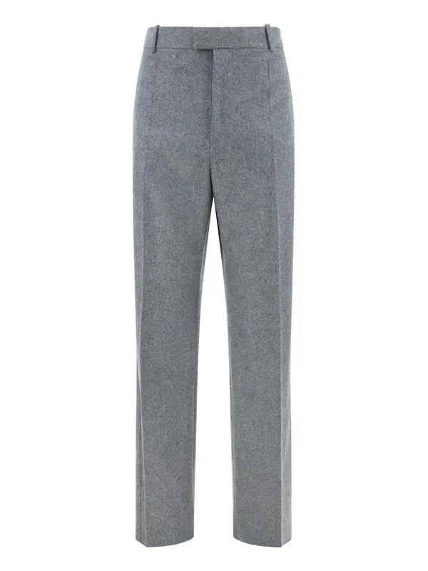 Bottega Veneta High-waisted Straight Leg Trousers - Gray Mixed Color