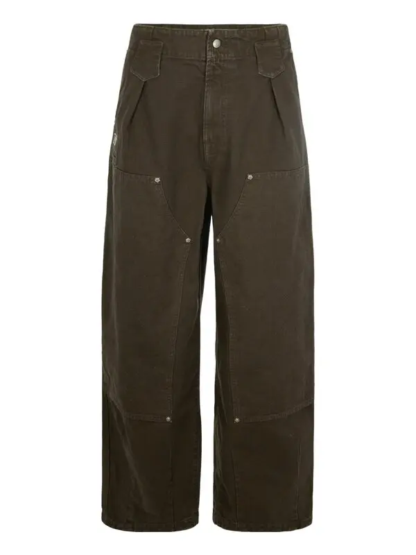 Kenzo Double Knee Washed Cotton Pants - Maroon