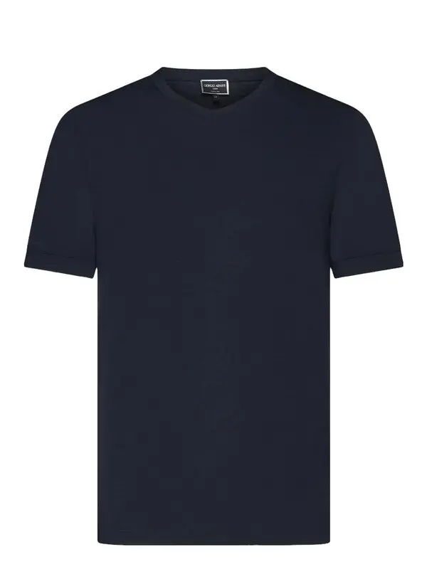 Giorgio Armani Icon V-neck Short-sleeved T-shirt - Blue