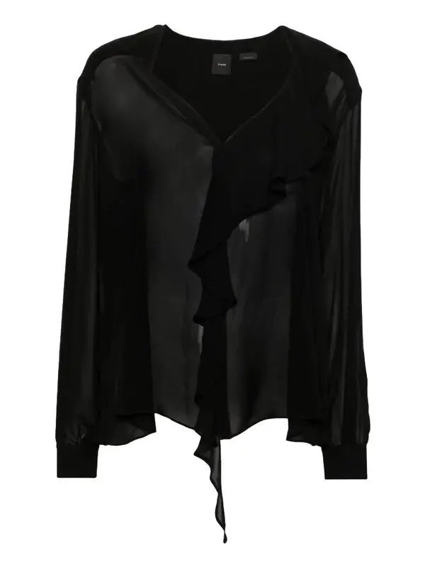 Pinko V-neck Ruffled Blouse - Black