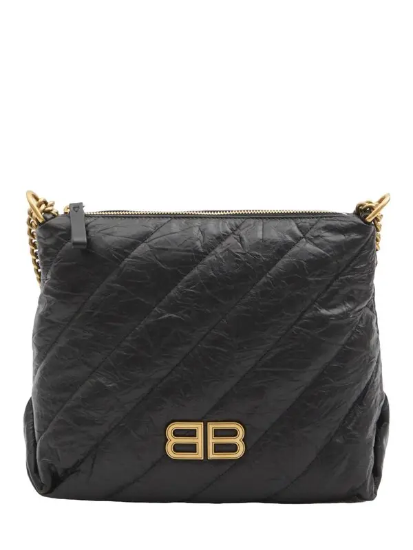 Balenciaga Crush Zipped Hobo Bag - Black
