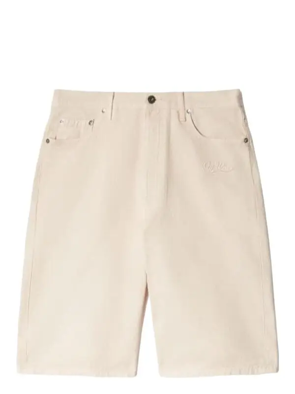 Off-White Logo Embroidered Button Detailed Shorts - Nude