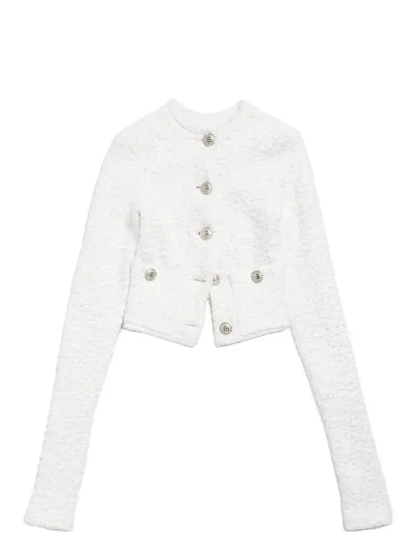 Balenciaga Tweed Cropped Cardigan - White