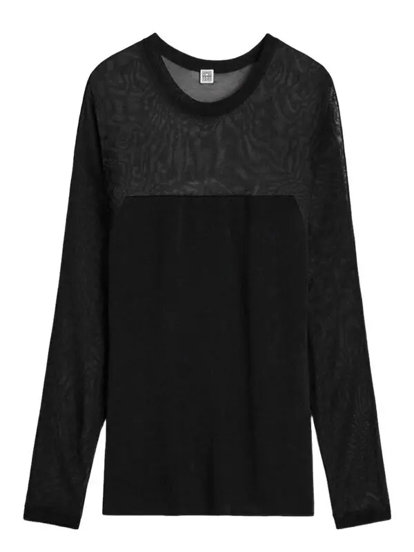 TOTEME Sheer Long-sleeve Top - Black