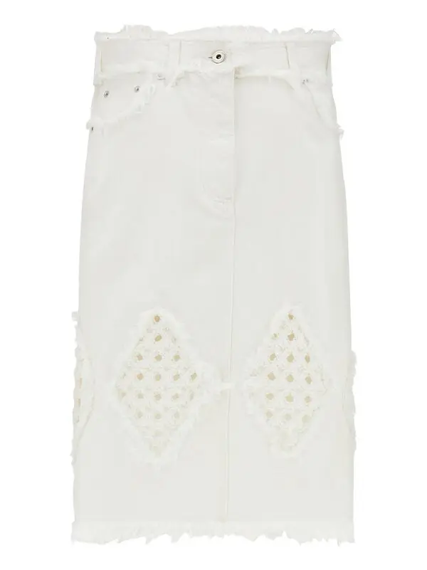 FERRAGAMO Denim Skirt With Frayed Detail - Mascarpone