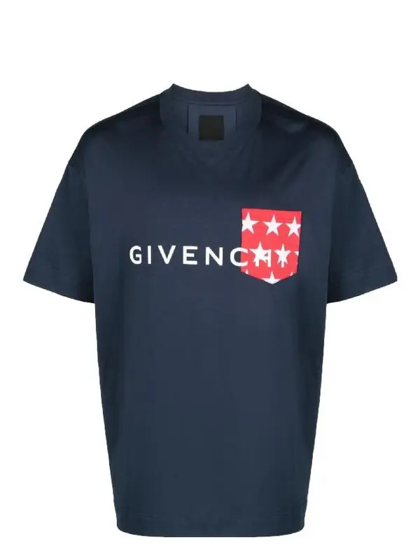 Givenchy Logo Printed Crewneck T-shirt - Blue