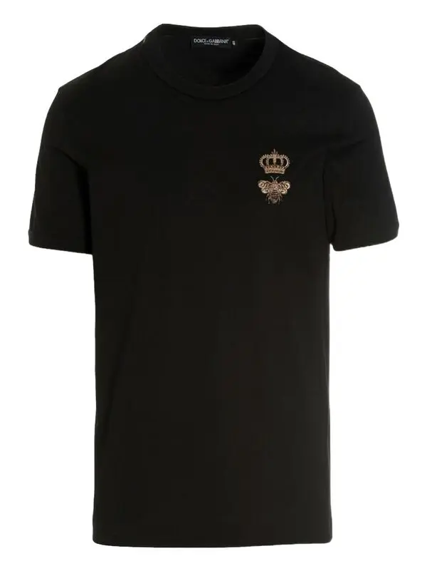 Dolce & Gabbana Dolce Gabbana Sicily Crown Embroidered T-shirt - Black