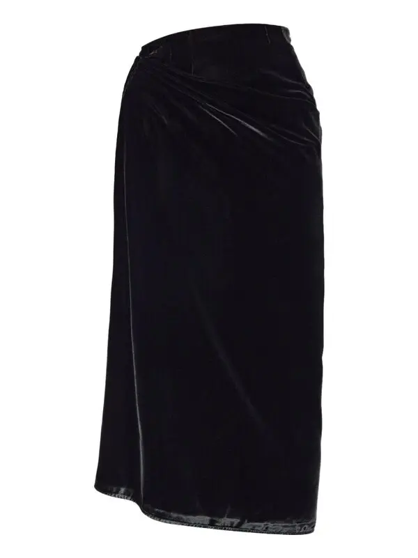Etro Velvet Midi Skirt With Pleated Details - Black