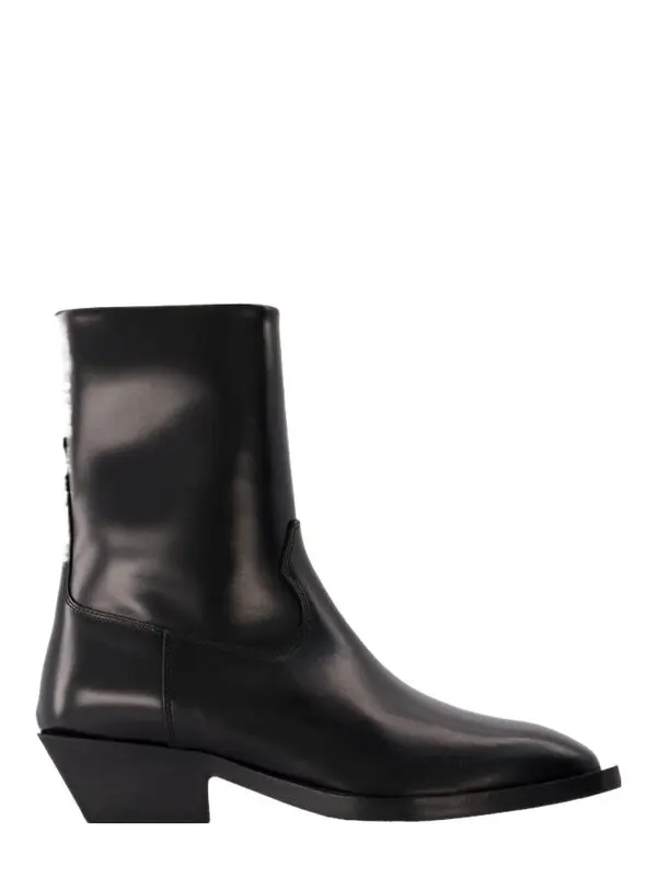 AeydĒ Square Toe Block Heel Ankle Boots - Black