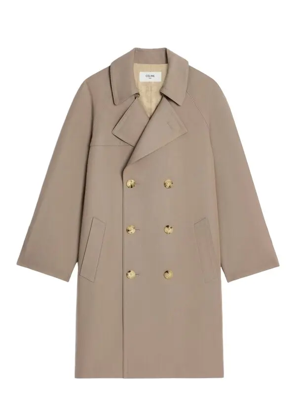 Celine Trench Coat In Wool Gabardine And Cotton - Camel