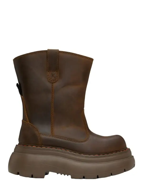 R13 Round Toe Ankle Boots - Brown