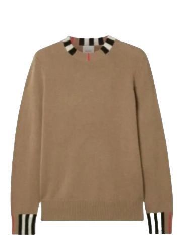 Burberry Cashmere Jumper With Striped Edging - Beige