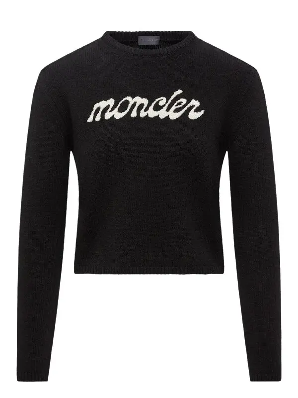 Moncler Logo Detailed Crewneck Jumper - Black