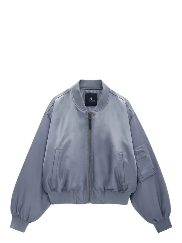ANINE BING Cropped Bomber Jacket With Zip Closure - Gray