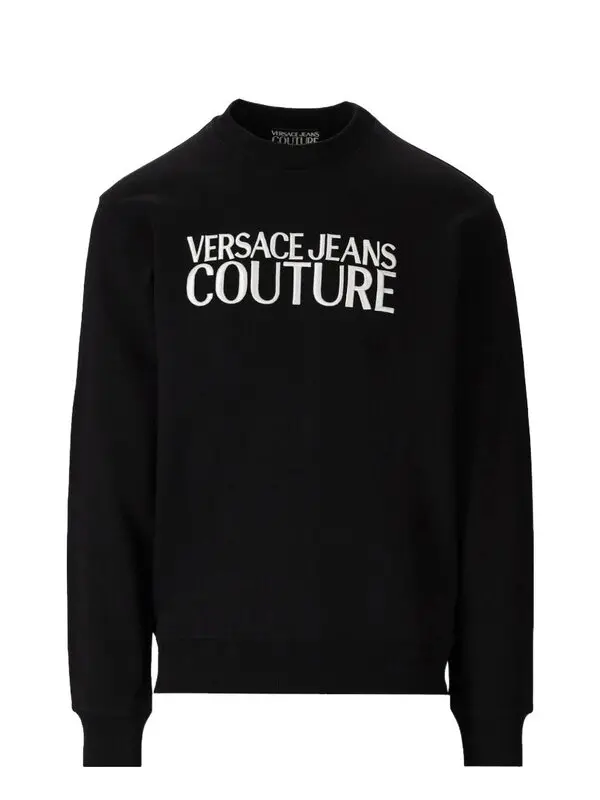 Versace Embroidered Logo Crewneck Sweatshirt - Black