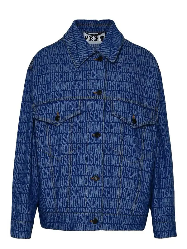 Moschino Monogram Print Denim Jacket - Blue
