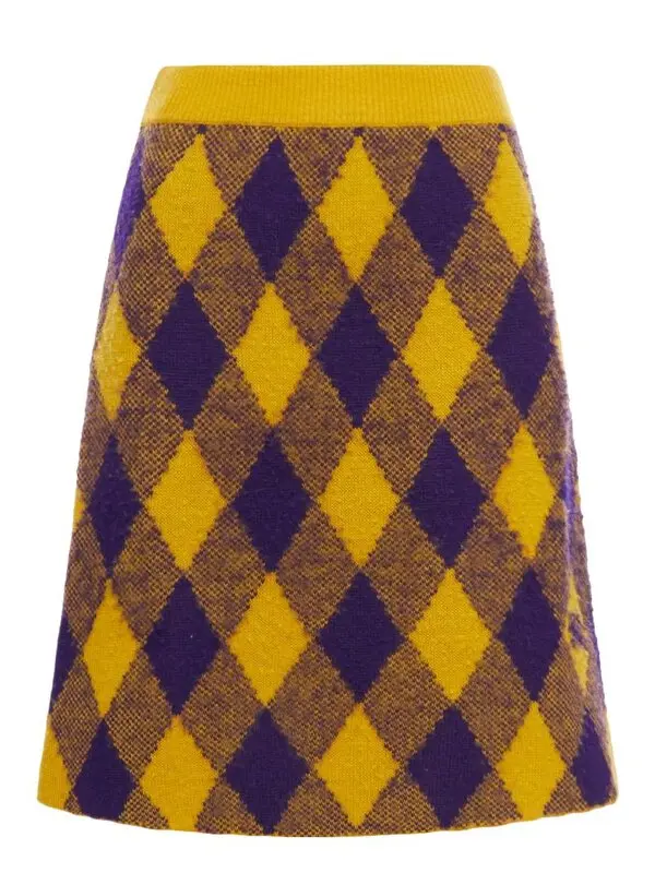 Burberry Argyle Logo Embroidered Skirt - Multicolor