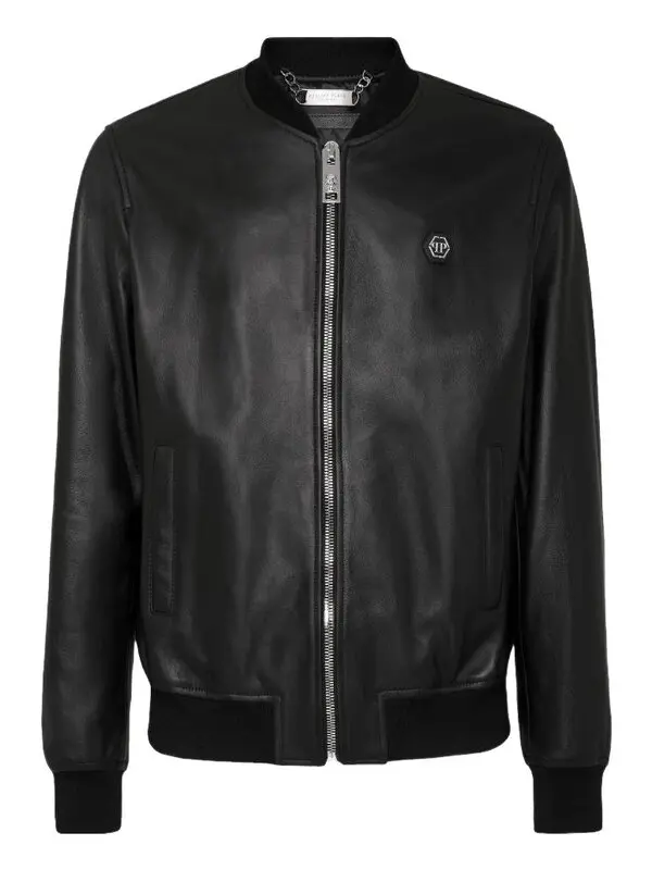 Philipp Plein Billy Logo Patch Bomber Jacket - Black
