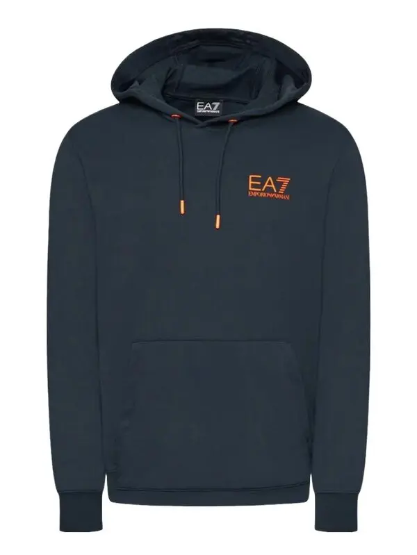 EA7 Logo-print Jersey Hoodie - Black
