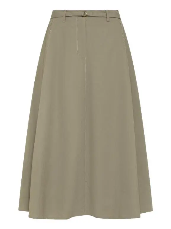 Seventy Belted A-line Midi Skirt - Taupe
