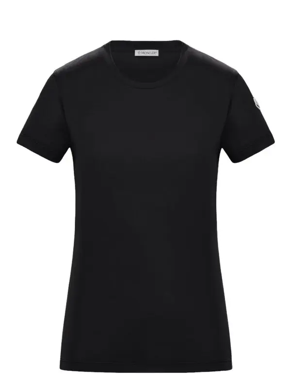 Moncler Cotton Jersey T-shirt With Felt Logo Patch - Black
