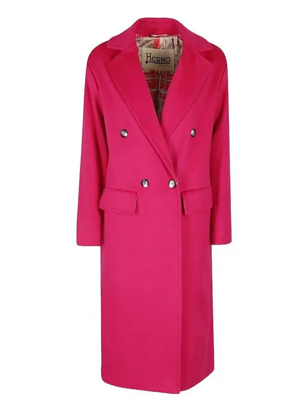 Herno Double-breasted Relaxed-fit Coat - Pink