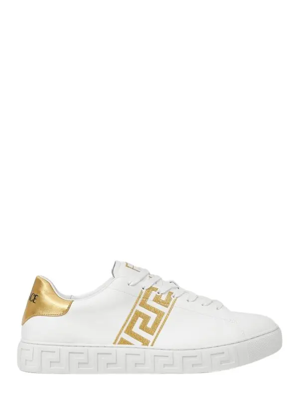 Versace Greca Embroidered Low-top Sneakers - White