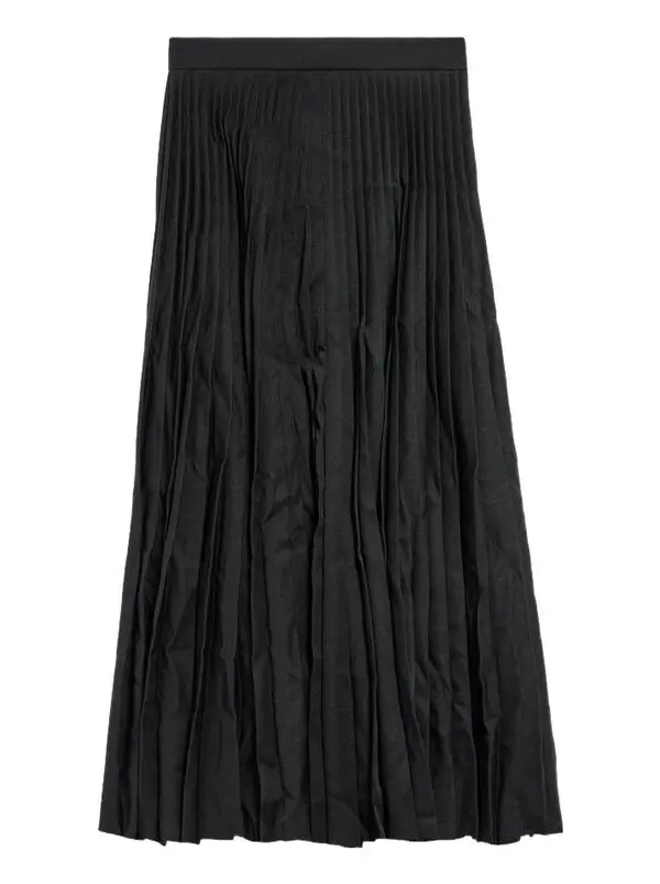 Balenciaga Creased Pleated Midi Skirt - Black