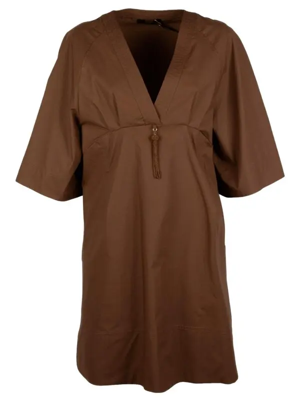 Seventy V-neck Mini Dress With Tassel Detail - Brown