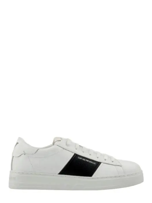 Emporio Armani Panelled Lace-up Low Top Sneakers - White