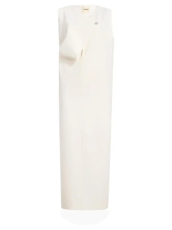 Khaite Crispin V-neck Button Detailed Maxi Dress - Chalk Color